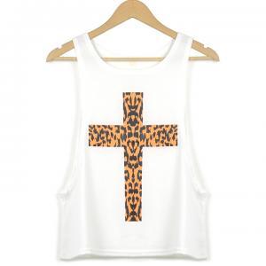 Leopard Printed Cross Tank Top - Tee Harajuku Kawaii Grunge Rock ...