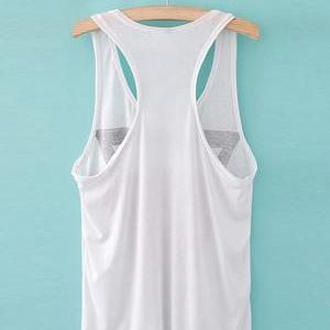 * Ship* Geometry Triangle Pinted Round Neck Loose Tank Top Sleeveless ...