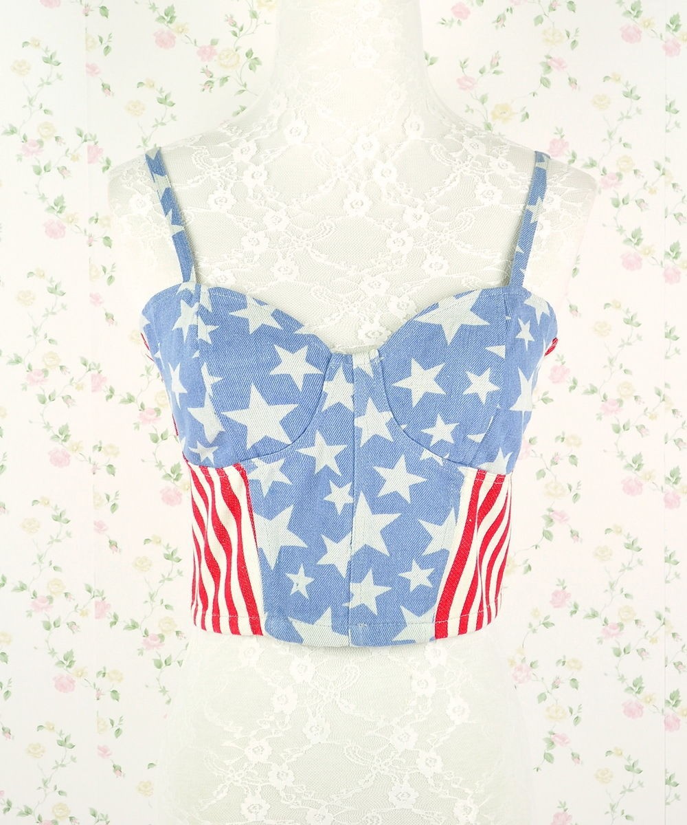 * Ship* American Flag Crop Top Bustier on Luulla