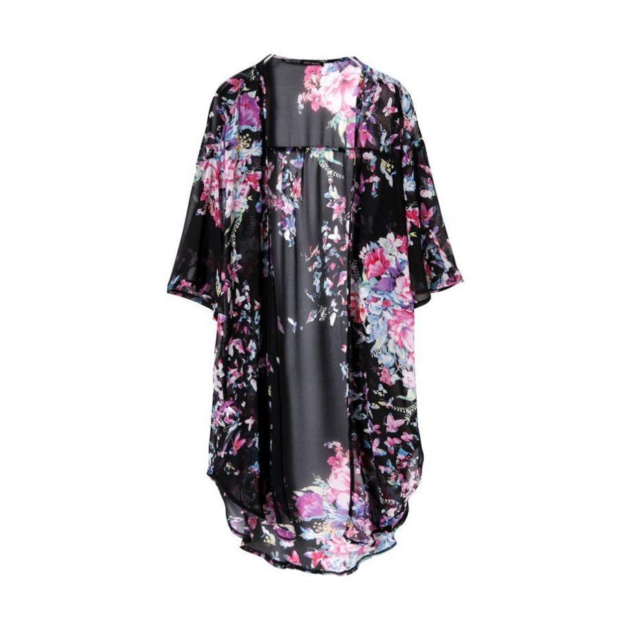 * Ship* Floral Print Long Chiffon Kimono - 1886690665 on Luulla