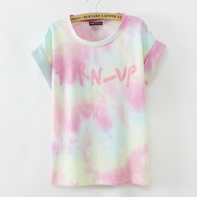 * Ship* Gradient Pastel Colors Kawaii Harajuku Graffiti T-shirt - Pink ...