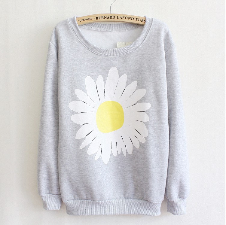 * Ship* Women Flower Daisy Floral Pattern Sweatshirt Sweater Fleece ...