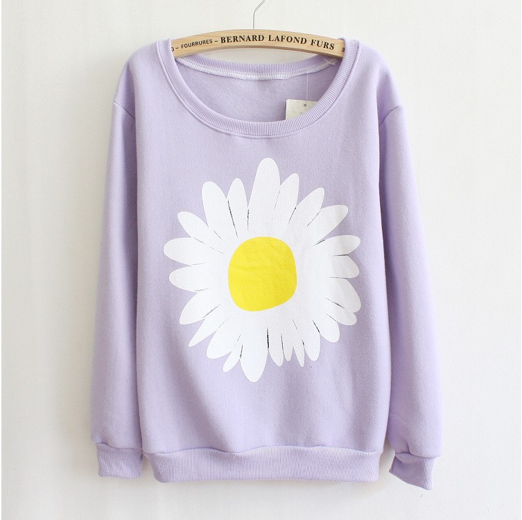 * Ship* Women Flower Daisy Floral Pattern Sweatshirt Sweater Fleece ...