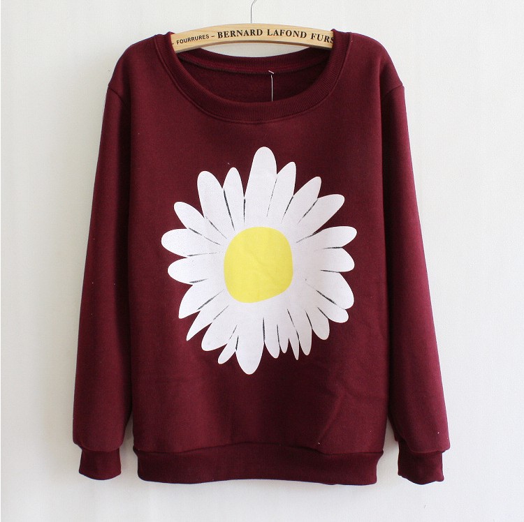 * Ship* Women Flower Daisy Floral Pattern Sweatshirt Sweater Fleece ...
