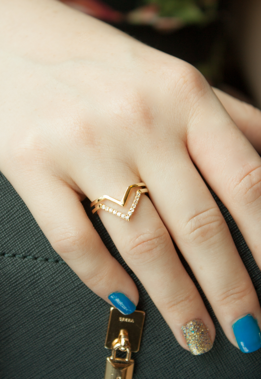 Double Chevron Cz Cuff Ring, Rhinestone V Ring Cuff Ring Stackable Ring ...