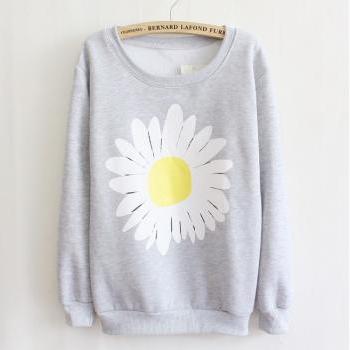 * Ship* Women Flower Daisy Floral Pattern Sweatshirt Sweater Fleece ...