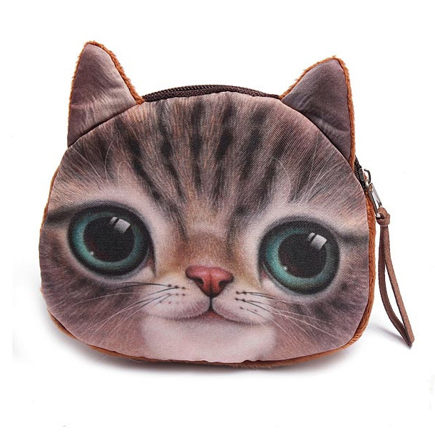 Cute Cat Head Purse Coins Bag on Luulla