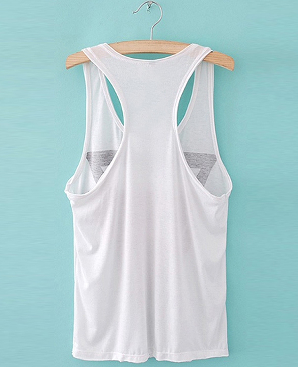 * Ship* Geometry Triangle Pinted Round Neck Loose Tank Top Sleeveless ...