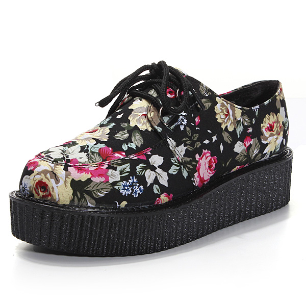 * Ship* Floral Pattern Harajuku Platform Creeper Shoes - Sku116338 on ...