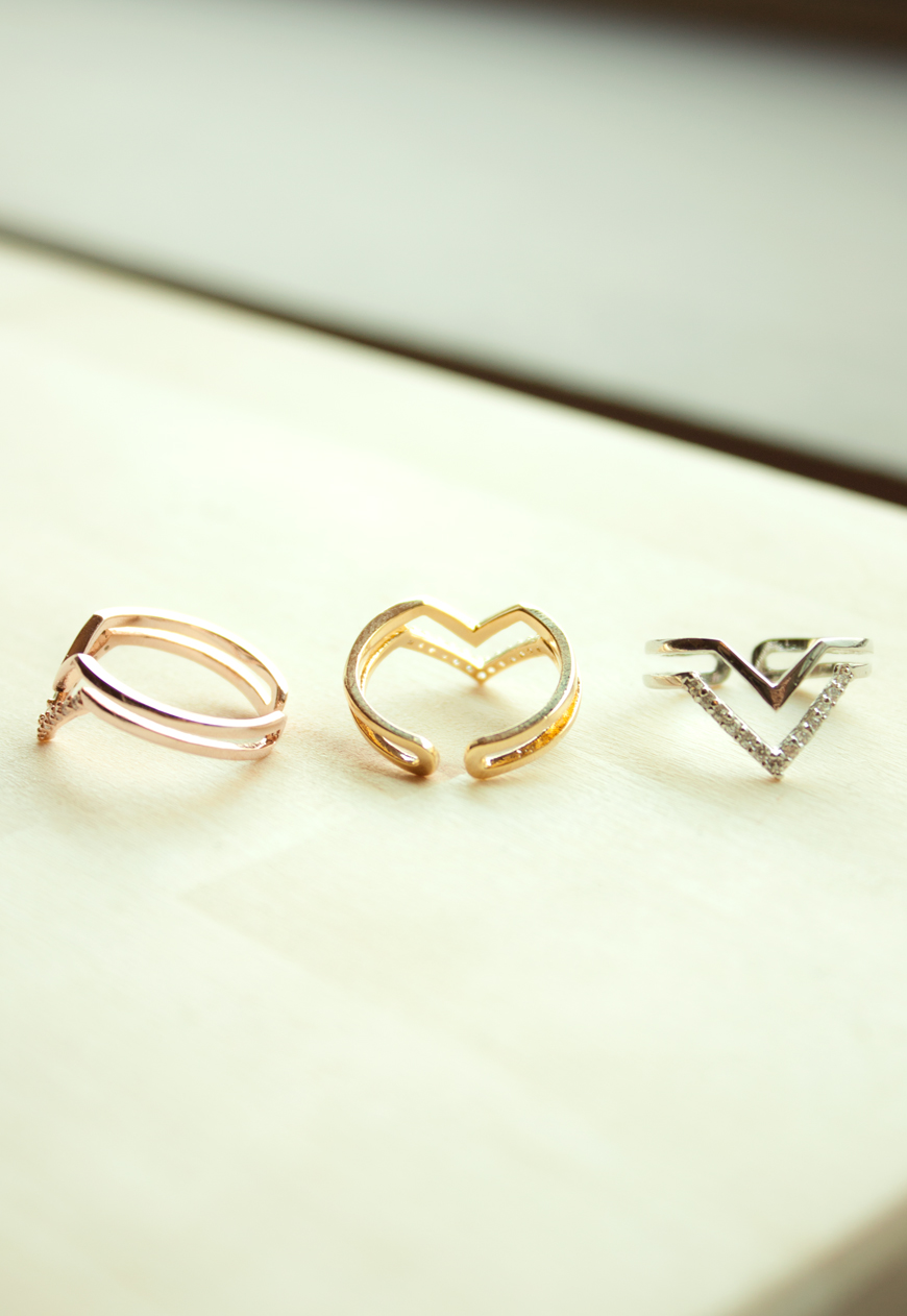 Double Chevron Cz Cuff Ring, Rhinestone V Ring Cuff Ring Stackable Ring ...